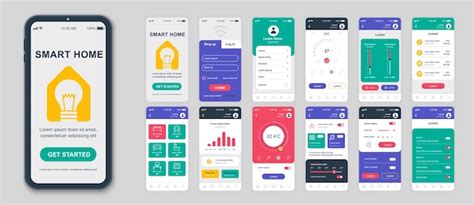 ui ux gui 화면 의약품 앱 플랫 세트 프리미엄 벡터