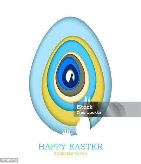 계란과 토끼 종이 아트 스타일에 조각 된 3d 부활절 인사 카드 종이 접기 벡터 개념입니다 모든 격리 하 고 계층 3차원 형태에 대한 스톡 벡터 아트 및 기타 이미지