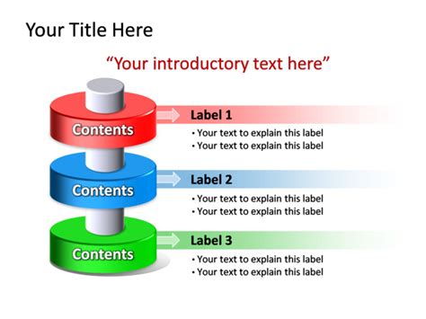 PowerPoint Slide Diagram Cylinder D Multicolor Cylinders TG CrystalGraphics