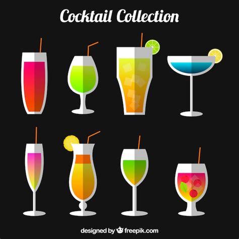 Free Vector Collection Of Refreshing Drinks In Flat Design