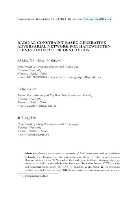 Radical Constraint Based Generative Adversarial Network For Handwritten