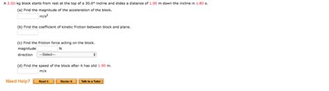 Solved A 3 50 Kg Block Starts From Rest At The Top Of A
