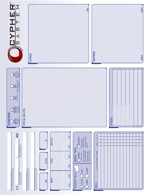 Cypher Character Sheet Pdf