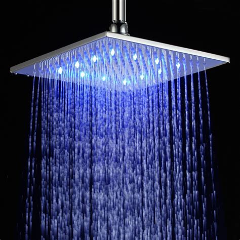 Luxury 10 Inch Modern Stylish Square Polished Chrome Led Rain Shower