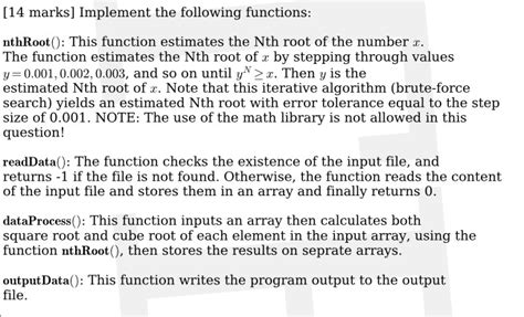 solved [14 marks] implement the following functions