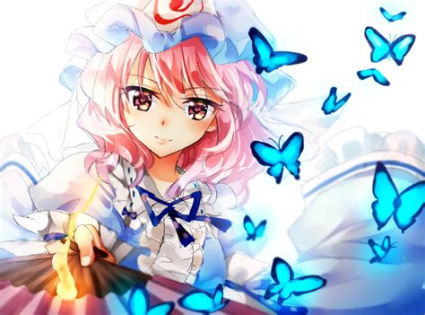 Safebooru 1girl Blue Headwear Bug Butterfly Closed Mouth Commentary