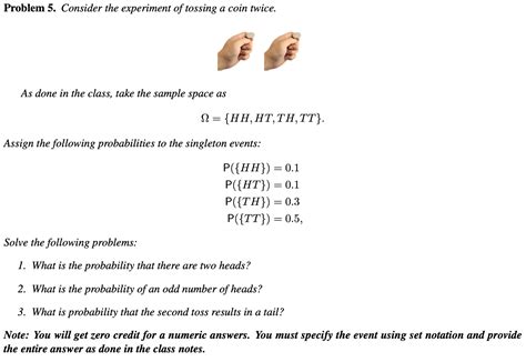 Solved Problem Consider The Experiment Of Tossing A Coin Chegg