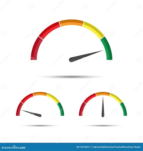 Set Of Simple Vector Tachometers With Indicator In Green Stock Vector Illustration Of Good