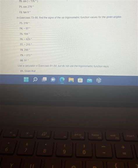 Solved 71 Cos270∘ 72 Tan0∘ In Exercises 73 80 Find The