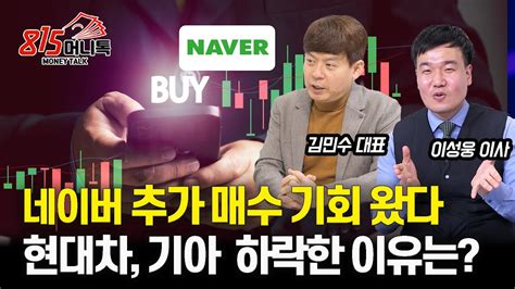 네이버 추가 매수 기회 왔다 플랫폼주 어떻게 대응할까 현대차 기아는 왜 하락이 나온걸까ㅣ김민수수 이성웅