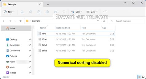 enable or disable numerical sorting in file explorer in windows 11
