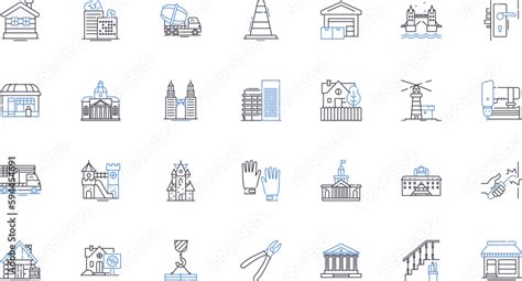 Framework Plan Line Icons Collection Strategy Blueprint Layout