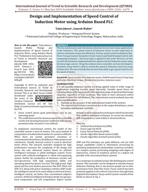 Design And Implementation Of Speed Control Of Induction Motor Using Arduino Based FLC