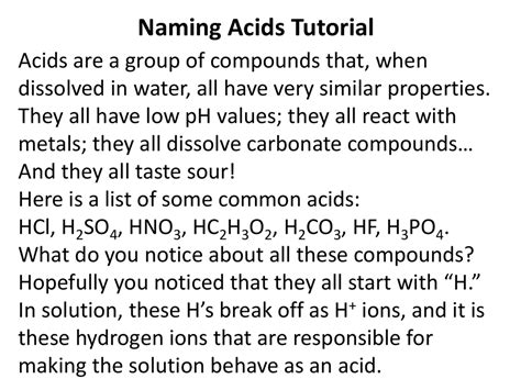 Naming Acids Tutorial Quizalize