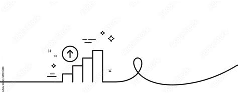 graph line icon continuous one line with curl column chart sign