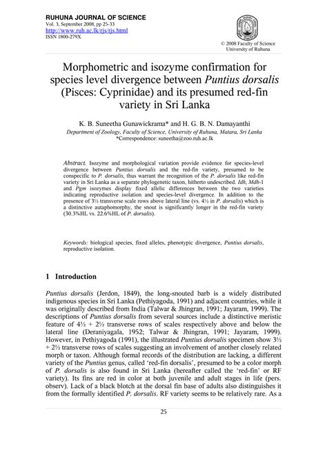 Pdf Morphometric And Isozyme Confirmation For Species Level