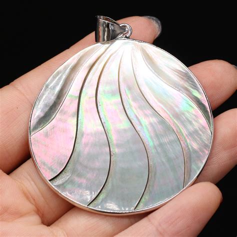 Natural Sliver Color Mother Of Pearl Shell Pendant Grandado