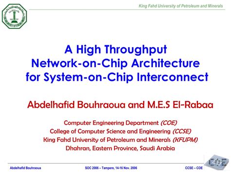 Ppt Enhanced Noc Architecture For High Throughput Soc Interconnect
