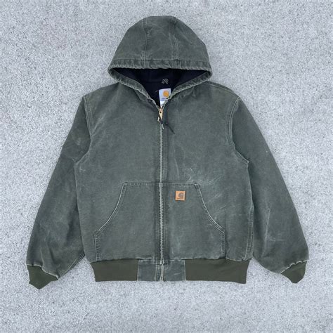 Vintage Carhartt Faded Green Hooded Jacket We Vintage