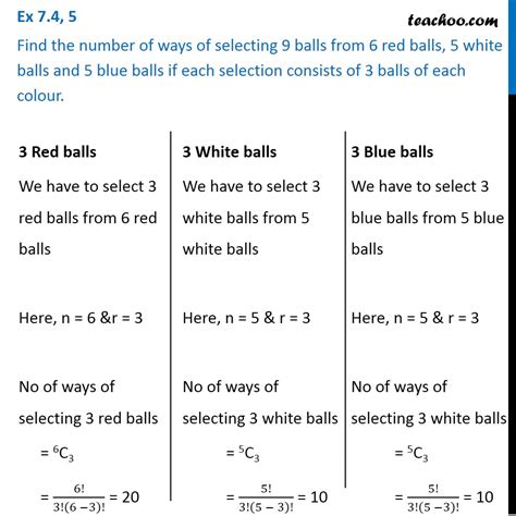 ex 6 4 5 find number of ways of selecting 9 balls from 6