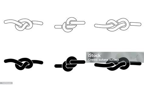 흰색 배경에 격리된 다른 모양의 로프 매듭 세트매듭 벡터 일러스트레이션 매듭 묶기에 대한 스톡 벡터 아트 및 기타 이미지 매듭 묶기 아이콘 밧줄 Istock