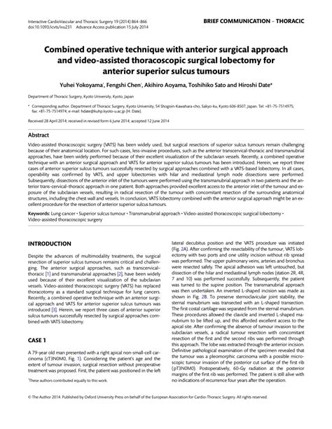 Pdf Combined Operative Technique With Anterior Surgical Approach And Video Assisted