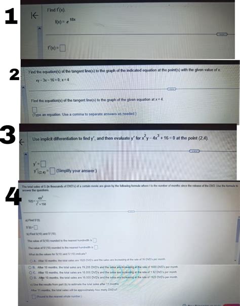 Solved Find F X F X E18x F X Find The Equation S Of Chegg Com