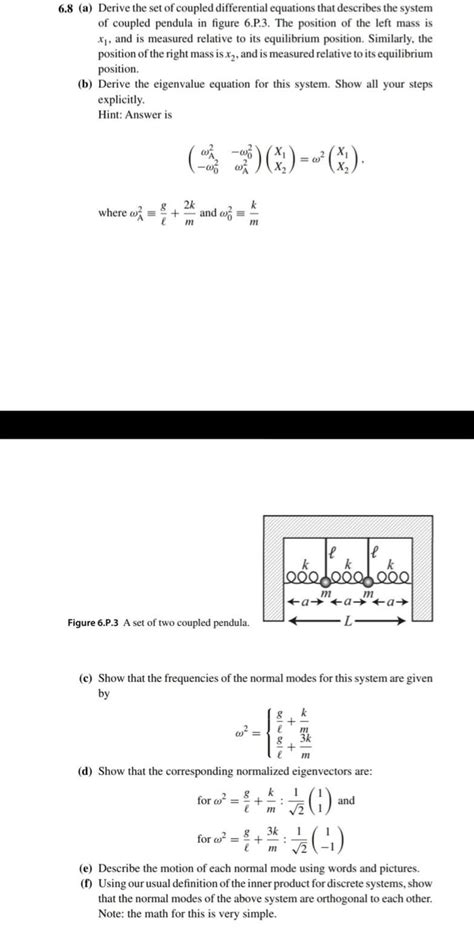 Solved 68 A Derive The Set Of Coupled Differential