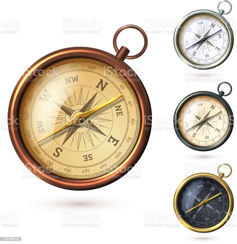 Compass Set Stock Illustration Download Image Now Navigational Compass White Background