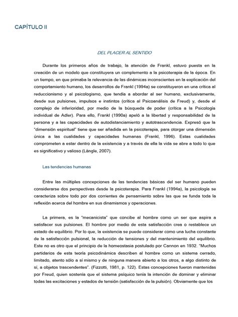 Marco Teorico De Test Sentido De La Vida Vicktor Frankl Pdf Placer Psicoanálisis