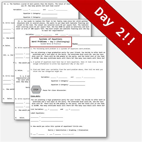 Systems Of Equations Word Problems Guided Notes And Practice Lauren Fulton Math
