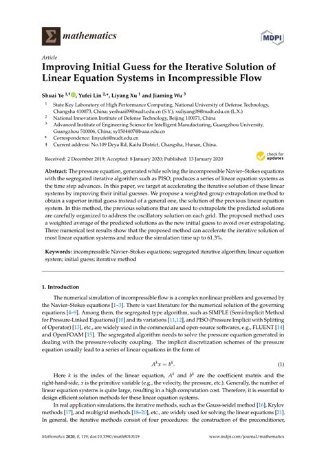 Pdf Improving Initial Guess For The Iterative Solution Of Linear Equation Systems In