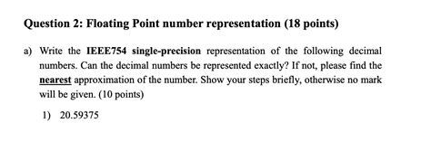 solved question 2 floating point number representation 18