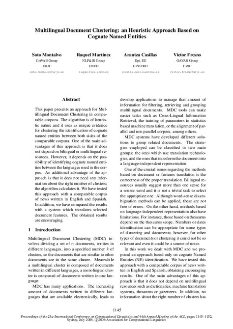 Pdf Multilingual Document Clustering Raquel Garrido Martinez