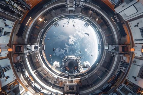 Futuristic Space Station Orbiting Earth Premium Ai Generated Image