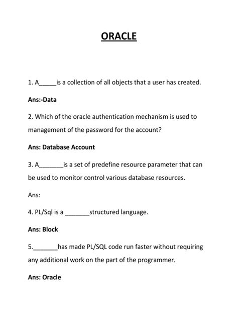 oracle mcq paper pdf pl sql database transaction