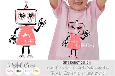 Girl Robot Svg Dxf Eps Png Files By Digital Gems Thehungryjpeg