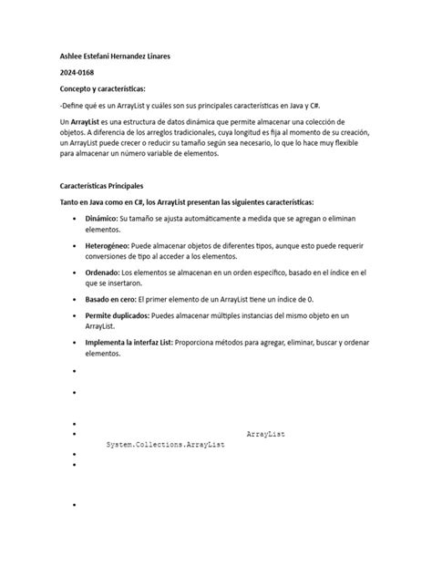 Arraylist Java C Ejemplo Pdf Java Lenguaje De Programación C Sharp Lenguaje De