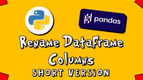 Pandas Rename Dataframe Columns Sv 2 Youtube