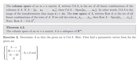 solved the column space of an m x n matrix a written col a