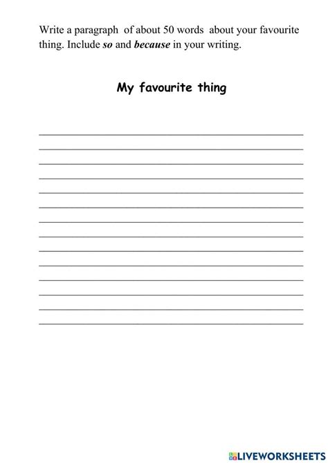 Writing Favouri Free Interactive Worksheets 5365894