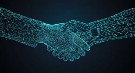 Digital Handshake Between A Network And A Circuit Board Hand Stock Illustration Illustration