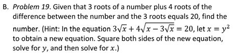 Solved Problem Given That Roots Of A Number Plus Chegg Com