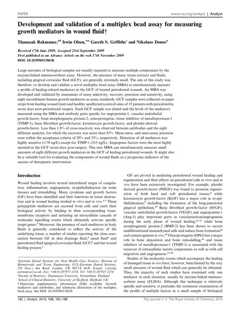Pdf Development And Validation Of A Multiplex Bead Assay For