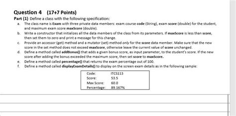 Solved A Question 4 177 Points Part 1 Define A Class