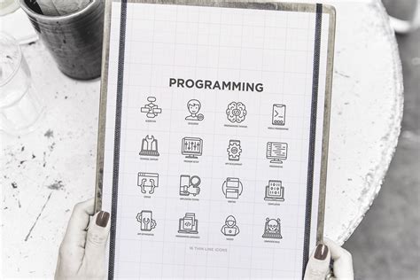 Programming Thin Line Icons Set By Alexey Blogoodf TheHungryJPEG