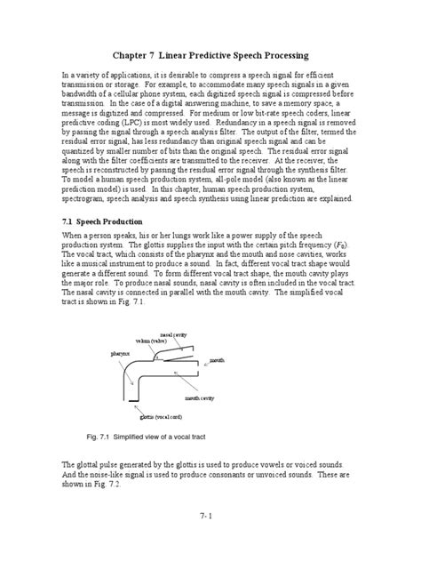 Alli Linear Predictive Modelling Of Speech Signal Pdf Data