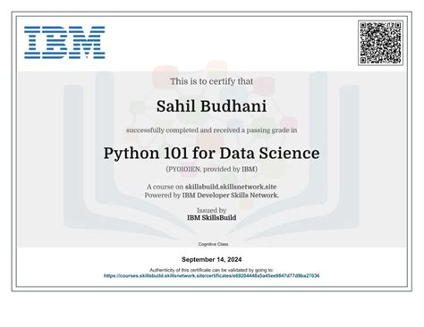 earned python for data science certification from ibm sahil b posted