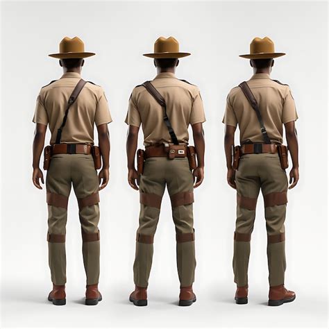 3d Of Park Ranger Uniform With Park Logo Showcasing The Auth Character Turnaround On White Bg