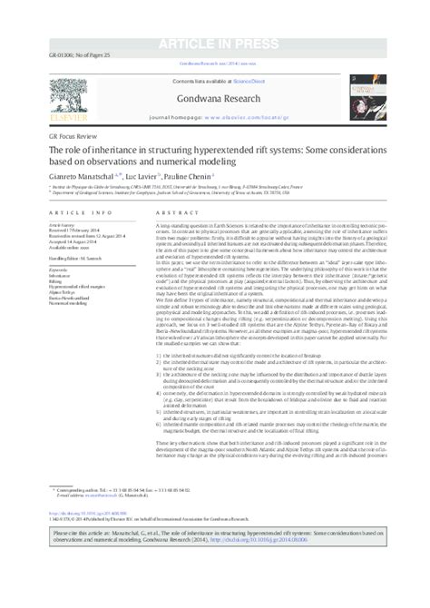 Pdf The Role Of Inheritance In Structuring Hyperextended Rift Systems Some Considerations